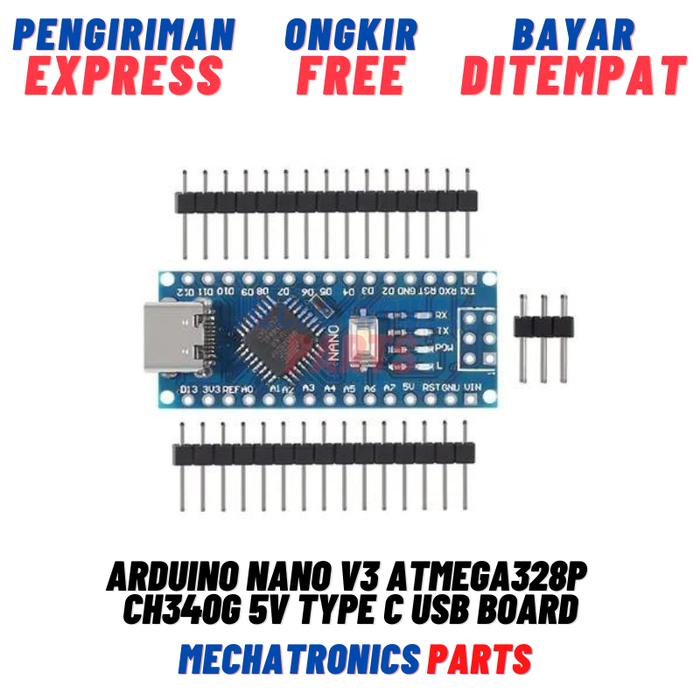 Jual ARDUINO NANO V3 ATMEGA328P CH340G 5V Type C USB BOARD - Kota ...