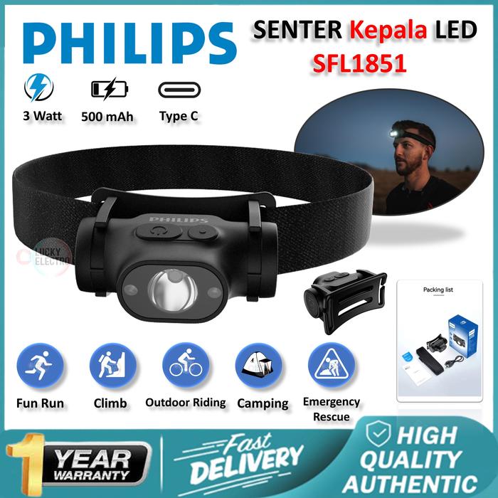 Promo Philips Senter Kepala LED SFL1851 Headlamp Sensor Switch ...