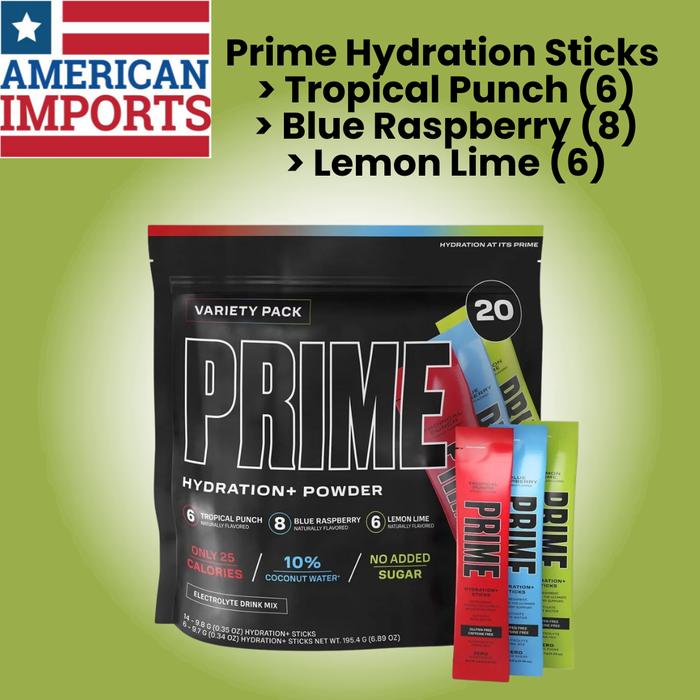 Jual Prime Hydration+ Electrolyte Powder Mix Sticks Variety Pack, 20 ...