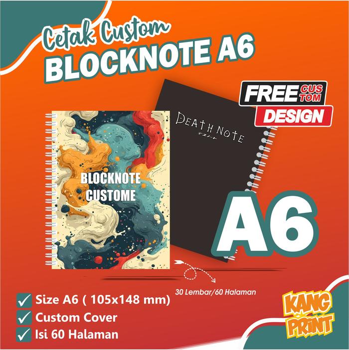 Promo Cetak Notes A6 Custom Desain Isi 60 Halaman Isi Polos - Kota ...