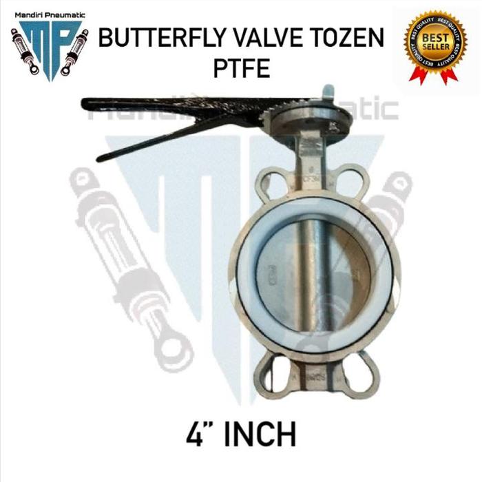 Jual Butterfly Valve TOZEN Stainless SS 304 Seat PTFE 4" inch / DN 100 ...