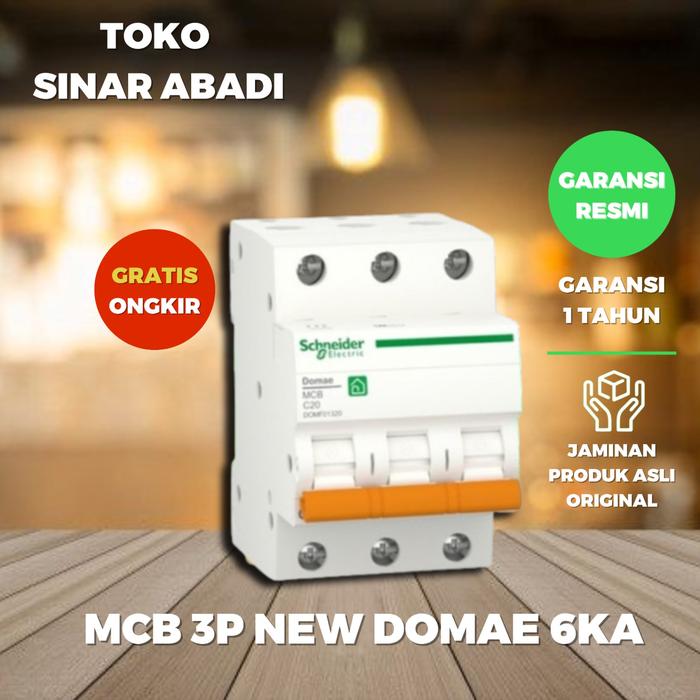 Promo MCB SCHNEIDER NEW DOMAE 3 PHASE 6A 10A 16A 20A 25A 32A 40A 50A 63A 6KA 3P - 10A - Jakarta ...