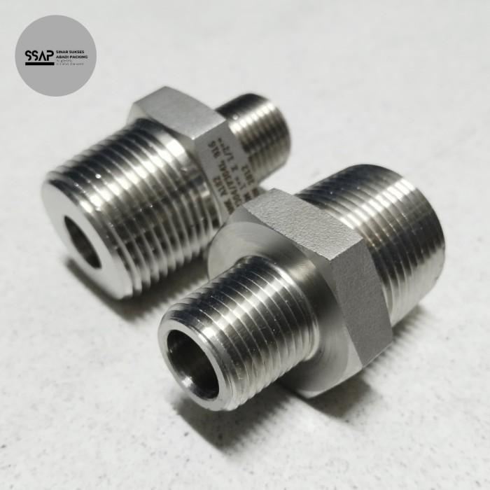 Jual Double nepel reducer stainless SS304 NPT drat 1" inch × 1/2" inch ...