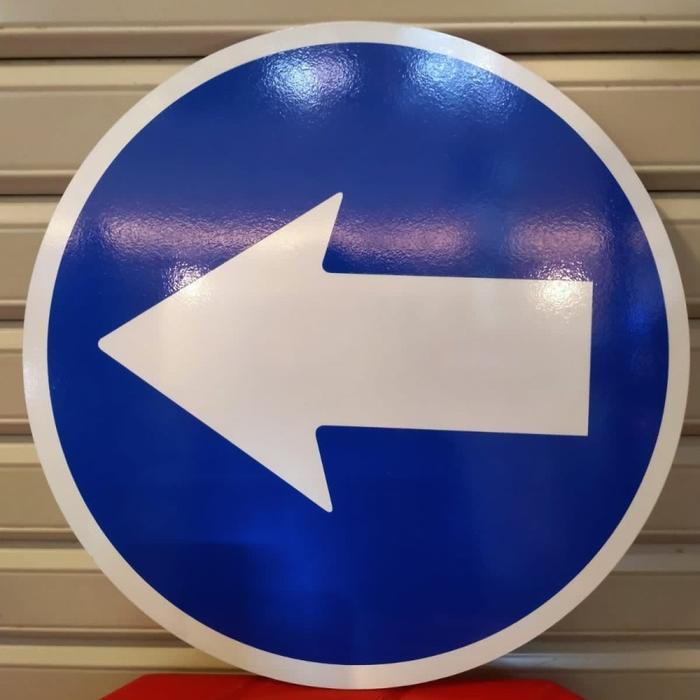 Jual sign plat arah PANAH bulat / rambu tanda panah biru - diameter ...