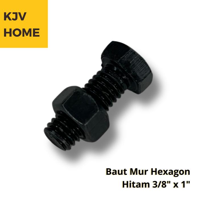 Jual Baut Mur Hexagon 3/8 x 1 UNC Baja Hitam 8.8 Kunci 14 / Full Set ...