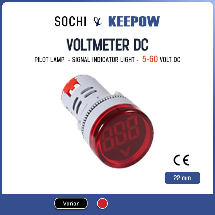 Jual VOLTMETER DC 05-60 Volt - Lampu Indikator Pilot Lamp 22mm - Putih ...