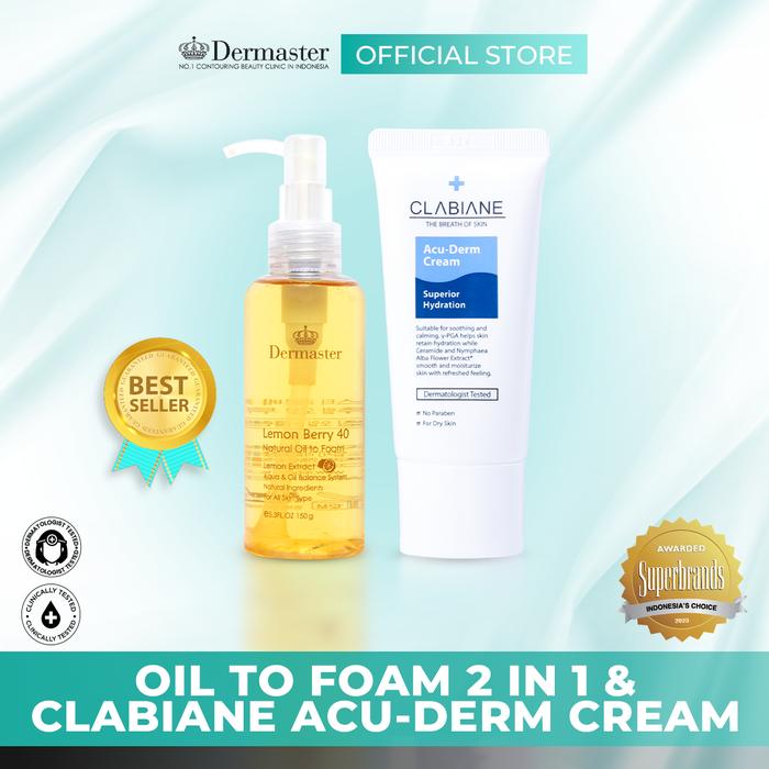 Promo Dermaster Oil To Foam 2 in 1 & Clabiane Acu-Derm Cream Cicil 0% ...
