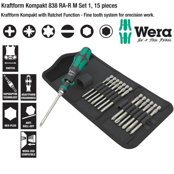 Jual Obeng Bit Ratchet Set 15 Pcs Wera 05051061001 Kraftform Kompakt ...