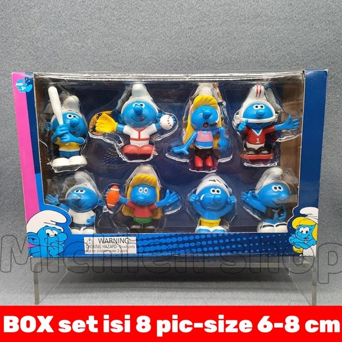 Jual Smurfs The Smurfs Papa Smurfs Brainy Smurfs Set isi 8pcs Action ...