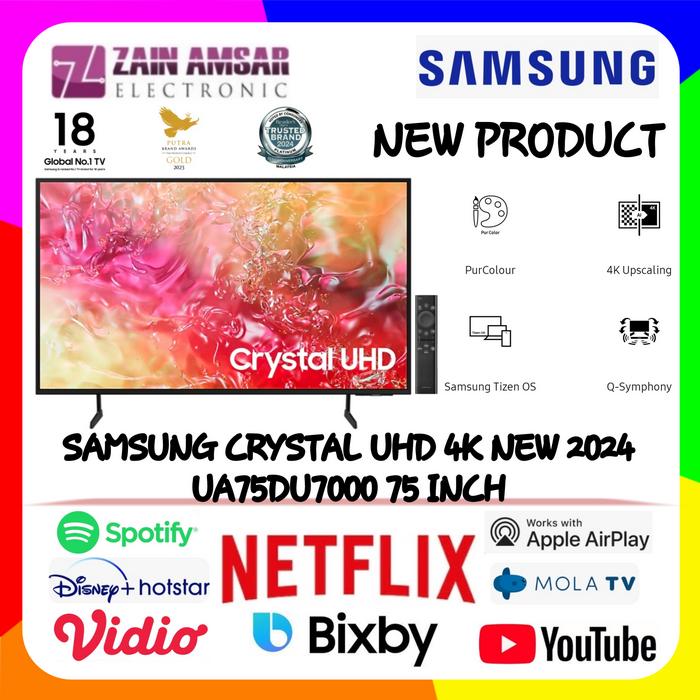 Jual SAMSUNG UA75DU7000 CRYSTAL UHD 4K SMART TV TIZEN 75 INCH NEW 2024 - Kota Tangerang Selatan ...