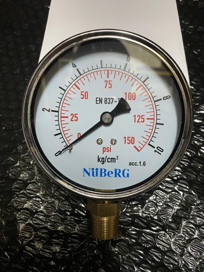 Jual Pressure gauge//manometer 4 inch 1 bar(kg/cm2)black steel ...