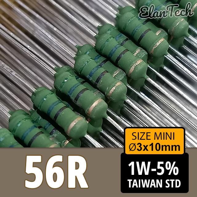 Jual Resistor 1W 56R Taiwan 5% Metal Oxide 56 Ohm Mini Size 1WS ...