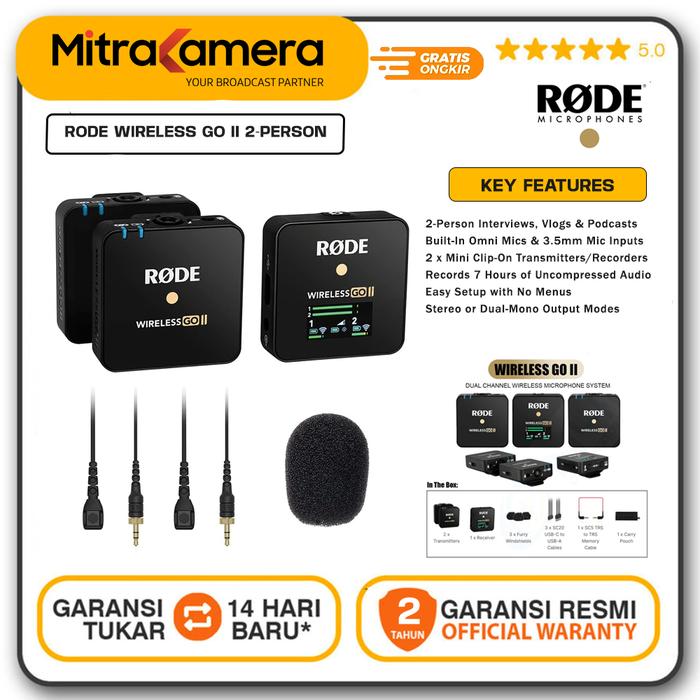 Promo Rode Wireless GO II 2-Person Wireless Microphone System - Standar ...