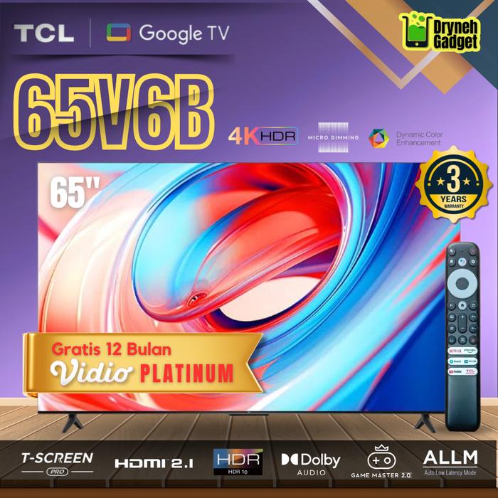 Jual TCL 65V6B Smart 4K UHD Google TV 65" - T-SCREEN - Dolby Audio ...