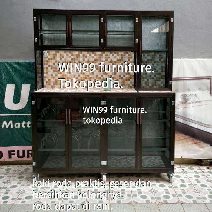 Jual Lemari piring aluminium coklat tebal/lemari piring 4 pintu jumbo ...