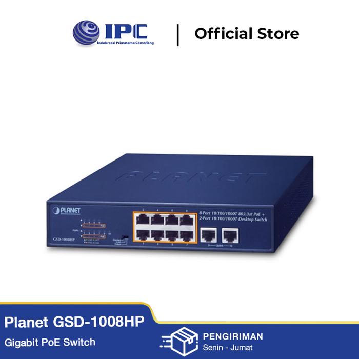 Jual Unmanaged ethernet switch gigabit poe planet GSD-1008HP - Jakarta ...