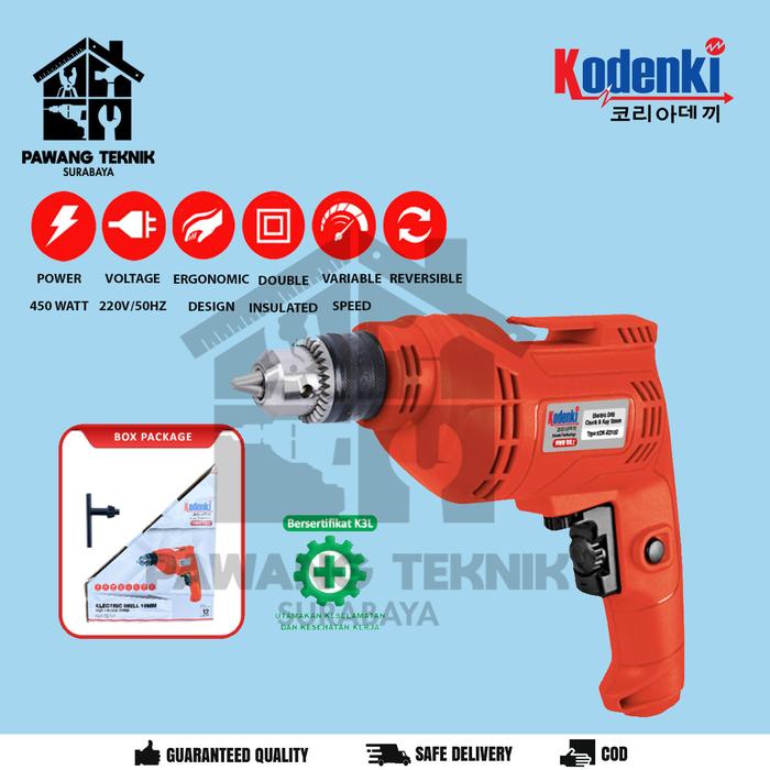 Jual Kodenki Mesin Bor Listrik 10MM Bolak Balik Besi Kayu Electric Drill - Mesin Bor Tangan 10mm ...