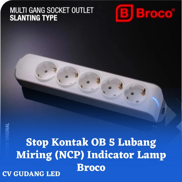 Jual Stop Kontak OB 5 Lubang Miring (NCP) Indicator Lamp Broco - Kab ...