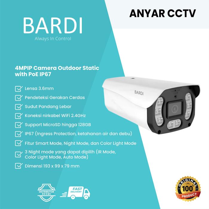 Jual BARDI IP CAMERA OUTDOOR CCTV POE STC - IP67 4MP SMART IOT TUYA ...