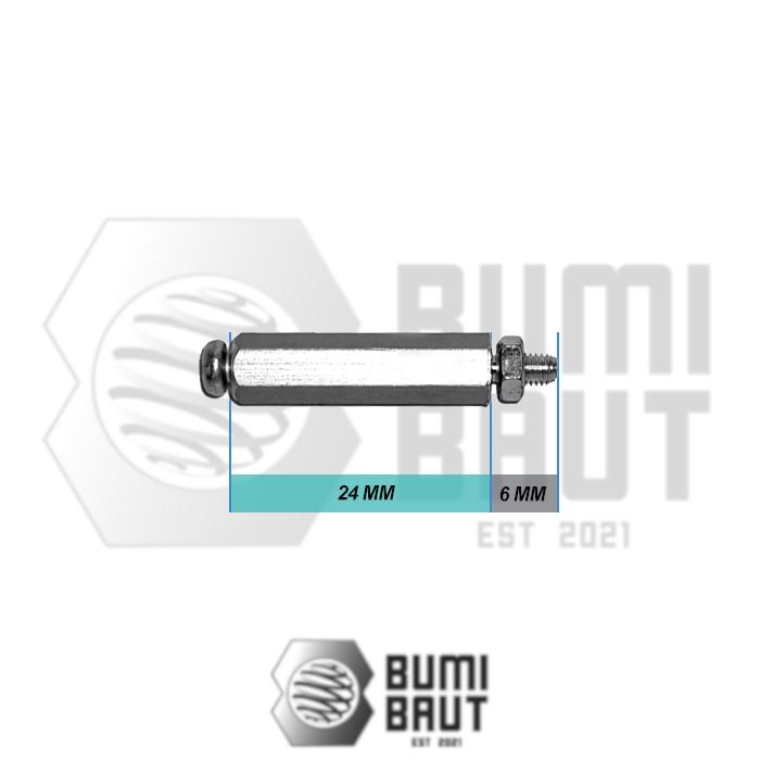 Jual SPACER PCB M3 Hex Aluminium Putih Stand Off Baut Kaki Dudukan Pcb ...