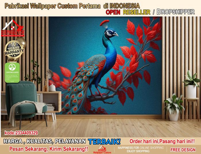 Jual Wallpaper Custom Dinding 3D Tema Merak | Wallpaper Dinding ...