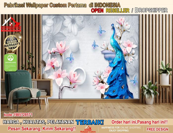 Jual Wallpaper Custom Dinding 3D Tema Merak | Wallpaper Dinding ...