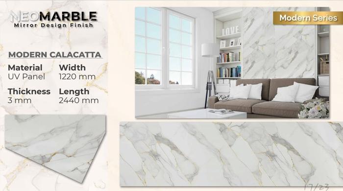 Jual DANESON Neo Marble UV Panel Sheet Lembaran Marmer 3mm 3.5mm PET Film - Modern Calacata ...