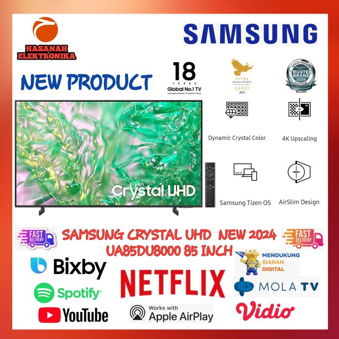 Jual SAMSUNG UA85DU8000 CRYSTAL UHD 4K SMART TV TIZEN 85 INCH NEW 2024 ...