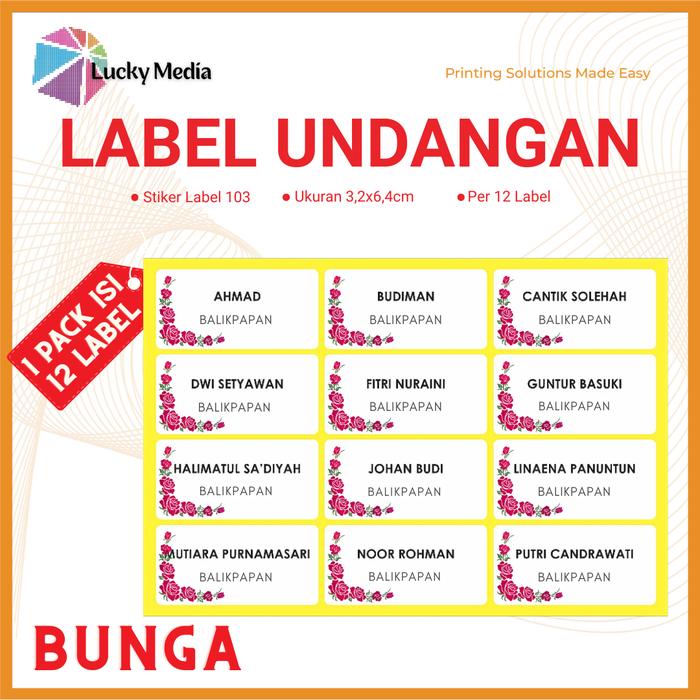 Jual Cetak Label Nama Undangan 103 Print Stiker Souvenir Sticker Buku ...