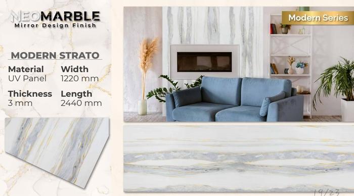 Jual DANESON Neo Marble UV Panel Sheet Lembaran Marmer 3mm 3.5mm PET Film - Modern Strato - Kab ...