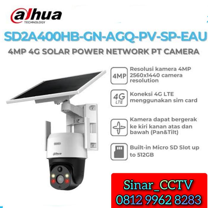 Jual DH-SD2A400HB-GN-AGQ-PV-SP-EAU - IP CAMERA PTZ DAHUA 4MP 4G SOLAR ...