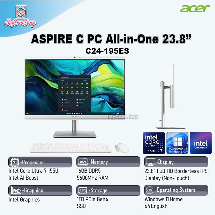 Jual ACER ASPIRE C C24-195ES PC AIO ULTRA 7 155U 16GB RAM 1TB SSD 23.8 ...