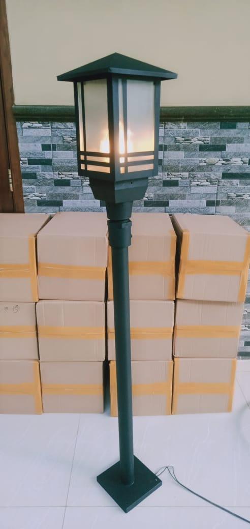 Jual Lampu hias taman outdoor tiang besi bulat drat ulir set tiang 1 ...