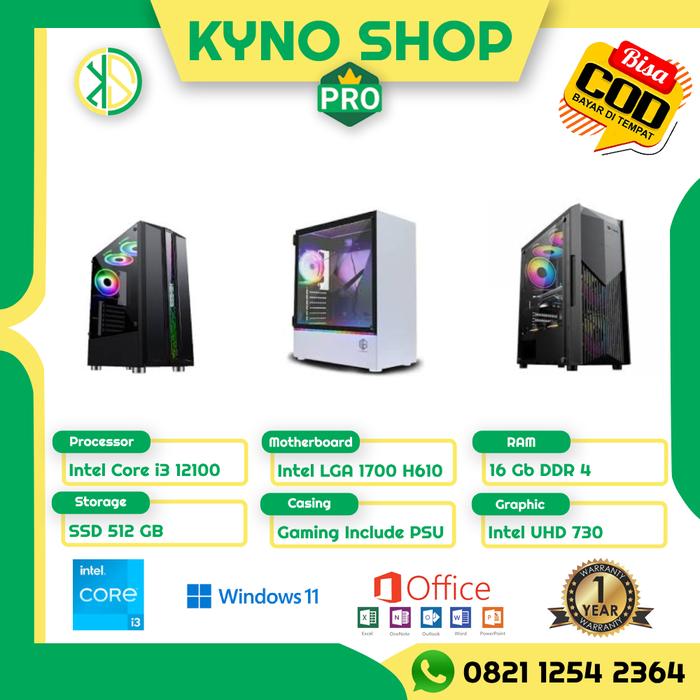 Jual PC RAKITAN CORE I3 12100 RAM 16 GB SSD 512 GB GAMING CASING WINDOWS 11 SIAP PAKAI - Jakarta ...