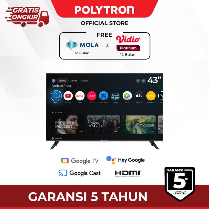 Promo POLYTRON Smart Cinemax Google TV 43 inch PLD 43RG9059 Cicil 0% 3x ...