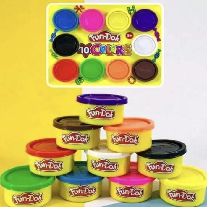 Jual Mainan Anak Plastik Fundoh Fun Doh Play Dough isi 10 Pcs Refill ...