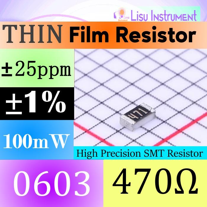 Jual 470Ω 0603 ±1% 100mW 75V ±25ppm/℃ High Precision THIN Resistor 470R ...