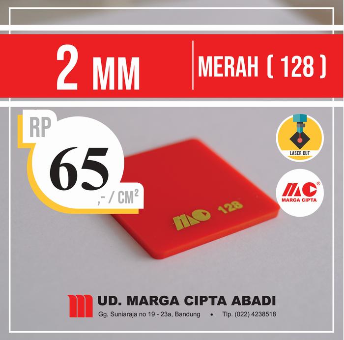 Jual Akrilik / Acrylic Lembar/Sheet 2mm MERAH 128 /2mm kecil custom ...