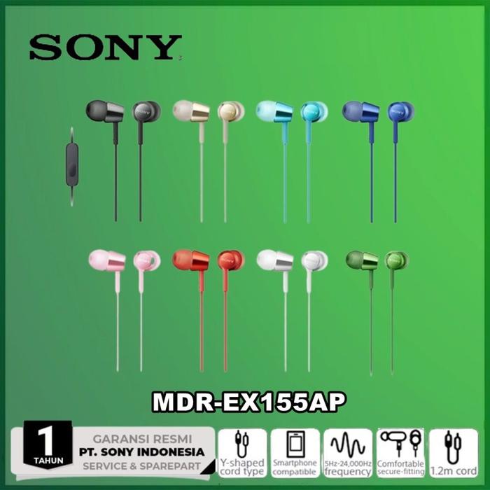 Promo Sony MDR-EX155AP Earphone Headset With Mic EX155 EX 155 AP ...