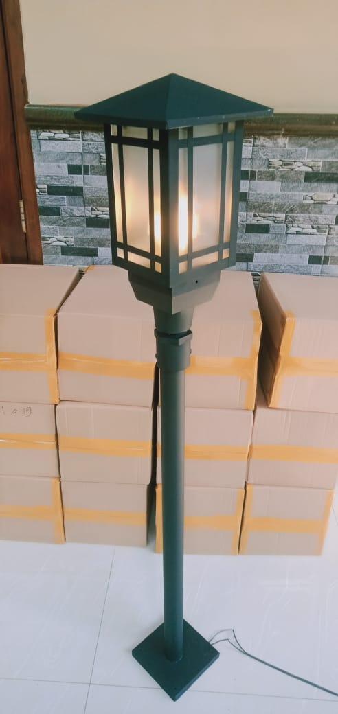 Jual Lampu hias taman outdoor tiang besi bulat drat ulir set tiang 1 ...