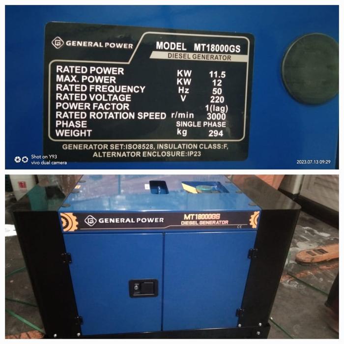 Jual Genset Solar Silent General 15 kva Generator Listrik Diesel 13000 ...