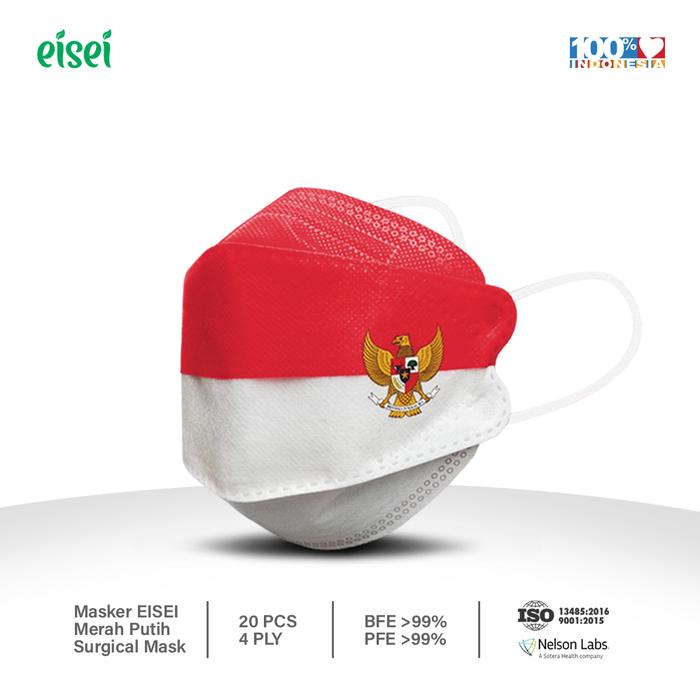 Jual EISEI Merah Putih with Garuda 4PLY Masker Surgical Mask isi 20 Pcs ...