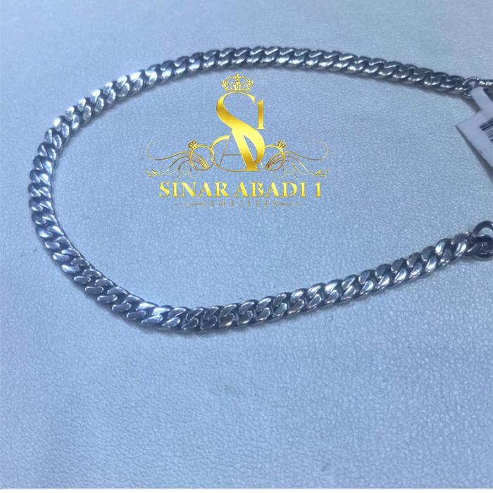 Jual Gelang tangan Pria Emas putih asli model rante gepeng 17 karat (75 ...