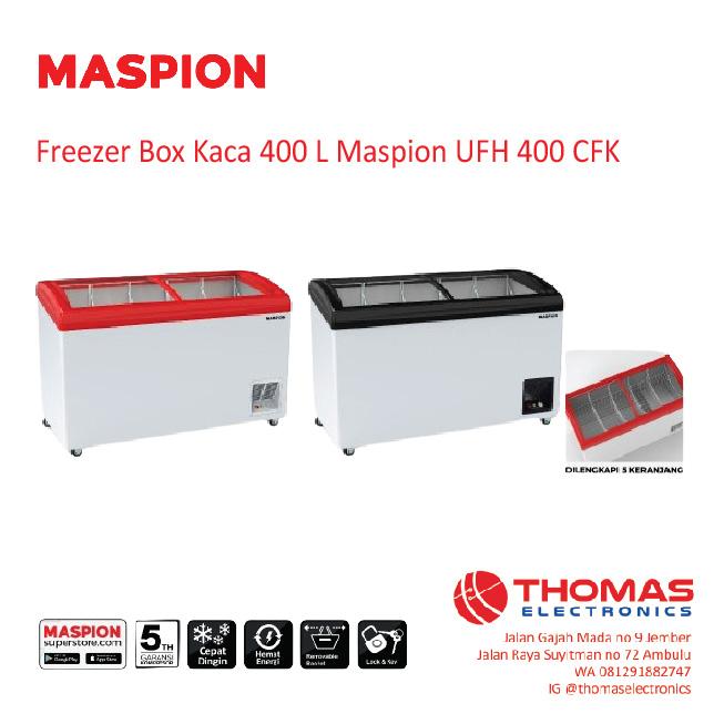 Jual Chest Freezer Box Kaca 400 Liter Maspion UFH400CFK UFH 400 CFK ...