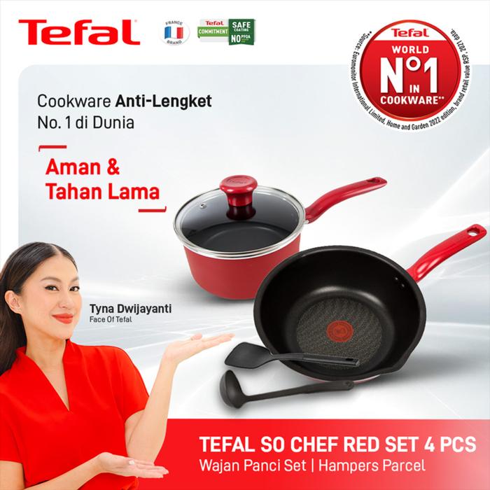 Promo Tefal Cookware Set Induksi Wajan Anti Lengket - So Chef Red 4 pcs Cicil 0% 3x - - Tefal ...