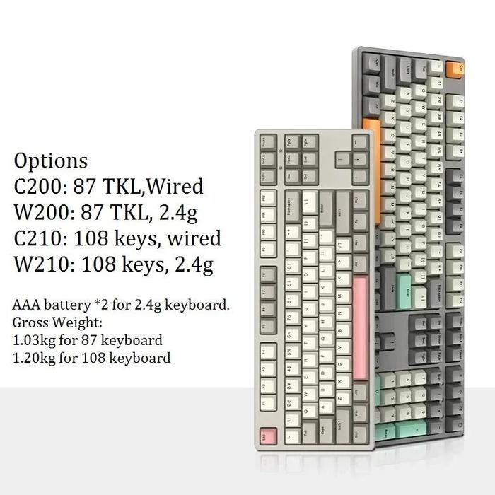 Jual IKBC C200 Wired mechanical keyboard 87 TKL W200 2.4g wireless W210 game keyboard pbt ...