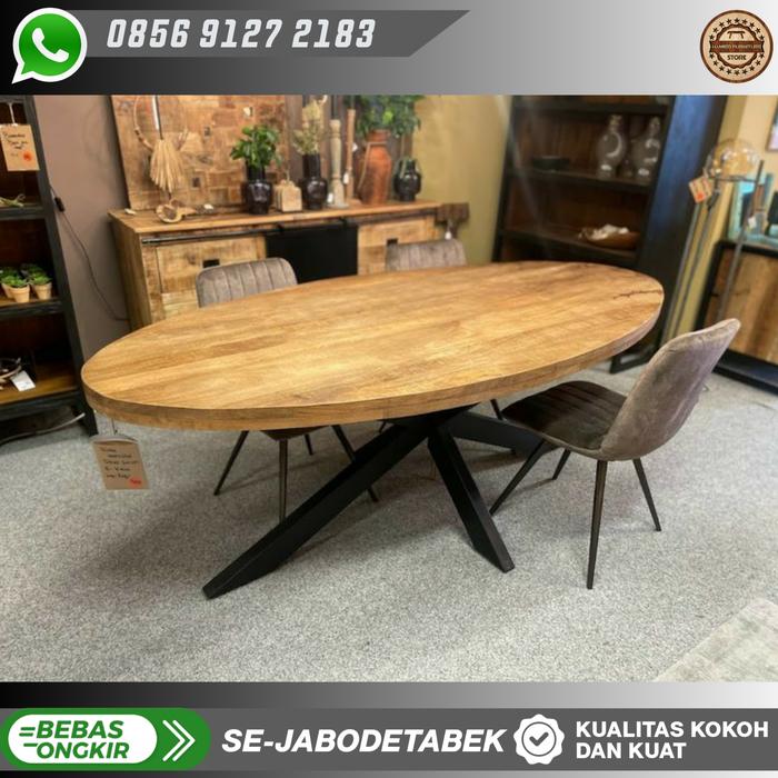 Jual Meja Meeting Oval Tebal 5 cm - Meja Oval Kayu Mahoni - Kab ...