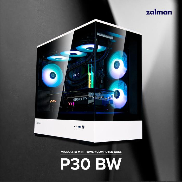 Promo ZALMAN P30 BW BLACK WHITE MICRO ATX MINI TOWER PC CASE CASING ...
