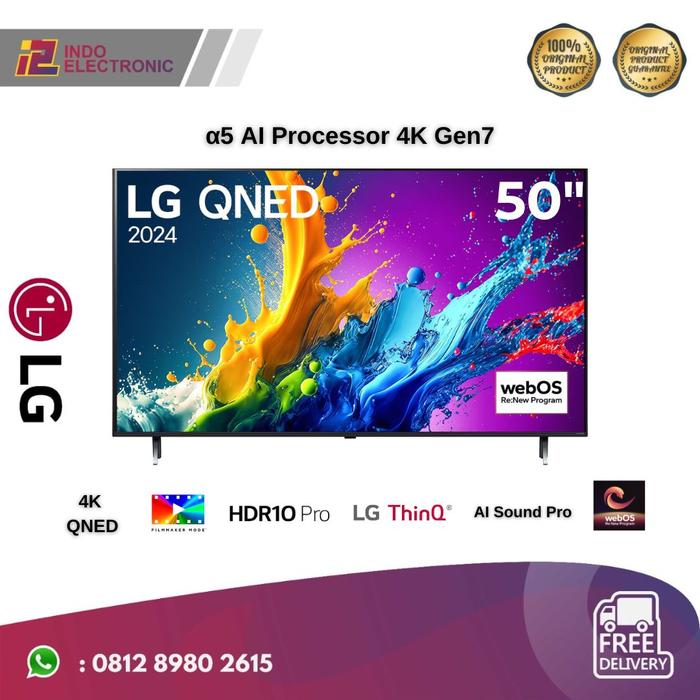 Jual LG QNED80 50 inchi - SMART TV 4K 2024 QNED HDR 10 - α5 AI ...