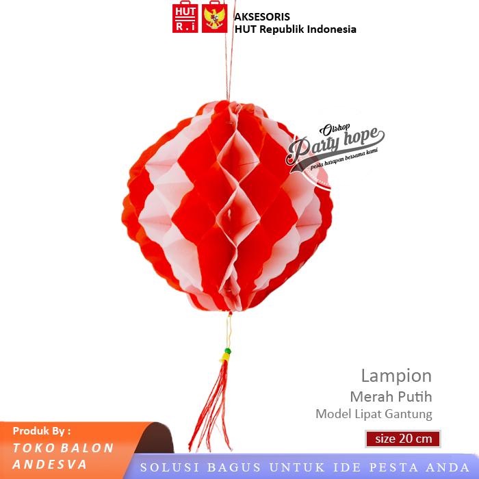 Jual Lampion lipat merah putih / hiasan gantung merah putih bulat bola ...